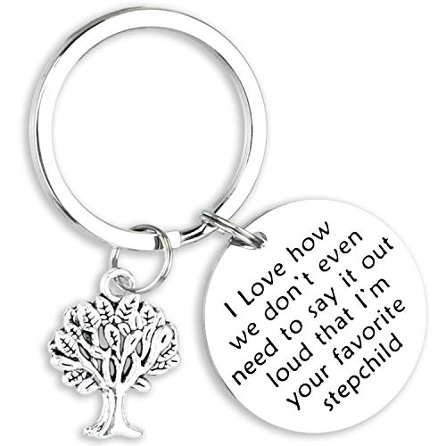 Ahaeth Jewelry Stepmom Gift Keychain Ideas for Women Men Funny Best Stepdad Keychains Gifts Stepmom Keychain