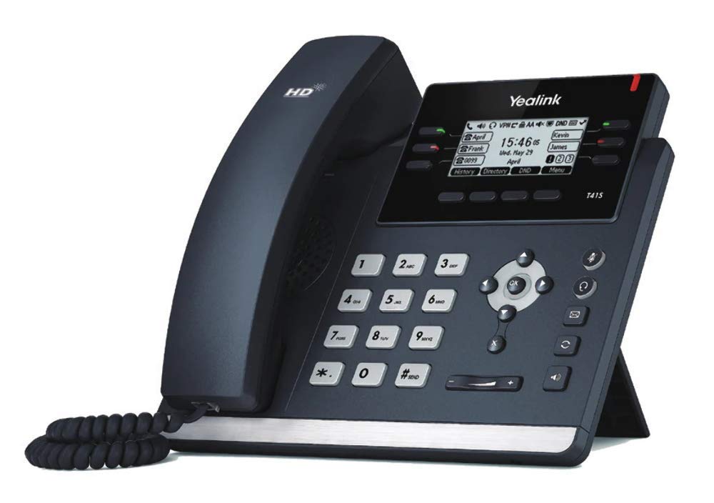 Yealink SIP-T41S WIFI Desk Phone with Accessories - Black (Renewed)