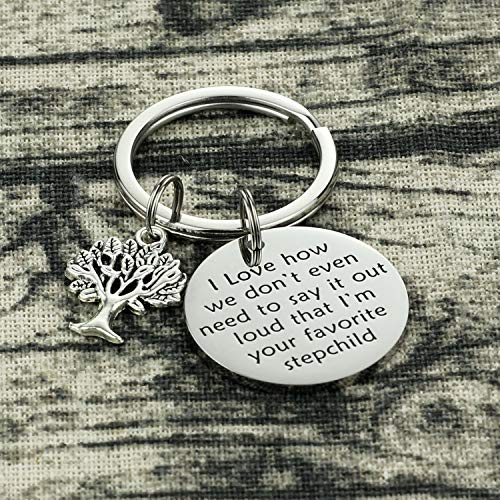 Ahaeth Jewelry Stepmom Gift Keychain Ideas for Women Men Funny Best Stepdad Keychains Gifts Stepmom Keychain