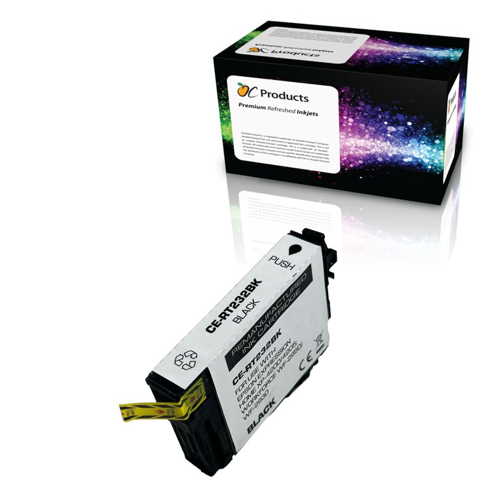 OCProducts Remanufactured Ink Cartridge Replacement for Epson 232 Black for Workforce WF-2930 WF-2950 Expression Home XP-4200 XP-4205
