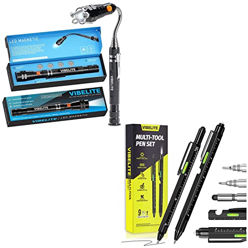 Magnet 3 LED Magnetic Pickup Tool, Telescoping Flexible Extendable Led Flashlights, Gifts for Men Dad Him 9 in 1 Multitool Pen Set, Christmas Gifts Cool Gadgets for Men