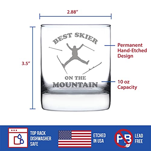 Best Skier - Whiskey Rocks Glass - Unique Skiing Themed Decor and Gifts for Mountain Lovers - 10.25 Oz Glasses