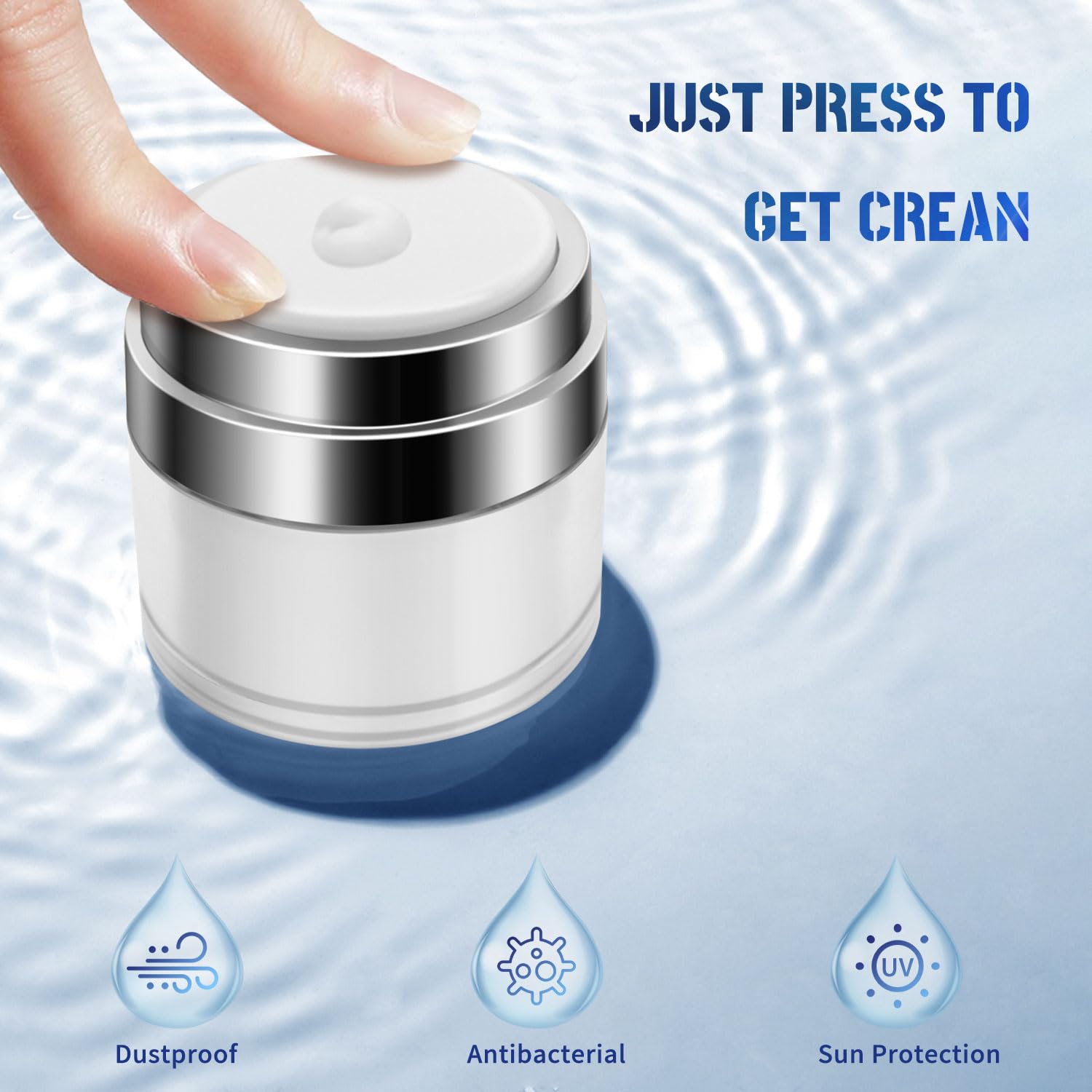4 Pcs Airless Pump Jar With Labels, Refillable Cream Jar Vacuum Bottle Travel Size Empty Container for Cream and Lotion(2 pcs 1oz, 2 pcs 0.5oz)