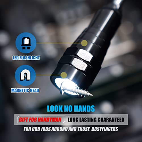 Magnet 3 LED Magnetic Pickup Tool, Telescoping Flexible Extendable Led Flashlights, Gifts for Men Dad Him 9 in 1 Multitool Pen Set, Christmas Gifts Cool Gadgets for Men