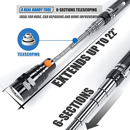 Magnet 3 LED Magnetic Pickup Tool, Telescoping Flexible Extendable Led Flashlights, Gifts for Men Dad Him 9 in 1 Multitool Pen Set, Christmas Gifts Cool Gadgets for Men