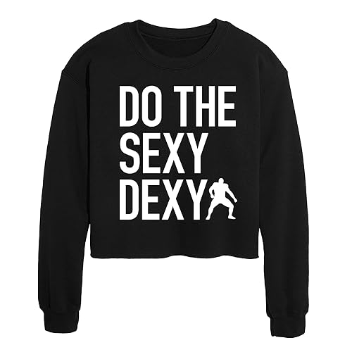 Instant Message - Do The Sexy Dexy - Juniors Cropped Crew Neck Sweatshirt - Size Medium Black