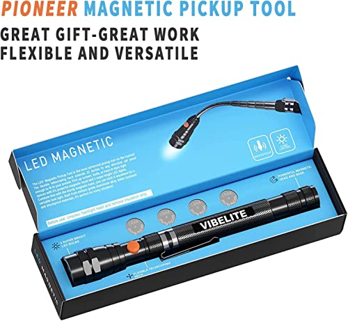 Magnet 3 LED Magnetic Pickup Tool, Telescoping Flexible Extendable Led Flashlights, Gifts for Men Dad Him 9 in 1 Multitool Pen Set, Christmas Gifts Cool Gadgets for Men