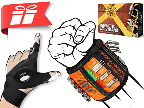 Tool Gifts for Men Stocking Stuffers - Magnetic Wristband for Holding Screws, Tool Belt Gifts Ideas for Dad Fathers Him Christmas Birthday, Gadgets for Women Husband DIY Handyman, Carpenter