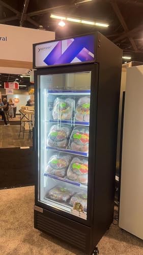 NAFCOOL Commercial Beverage Refrigerator Display Fridge, Tall Slim Single Door Merchandiser Drink Cooler with LED Light Adjustable Shelves,ETL and NSF Approval,18.5 Cu Ft,25" Wide