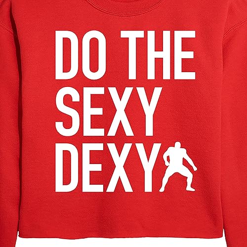Instant Message - Do The Sexy Dexy - Juniors Cropped Crew Neck Sweatshirt - Size Small Red