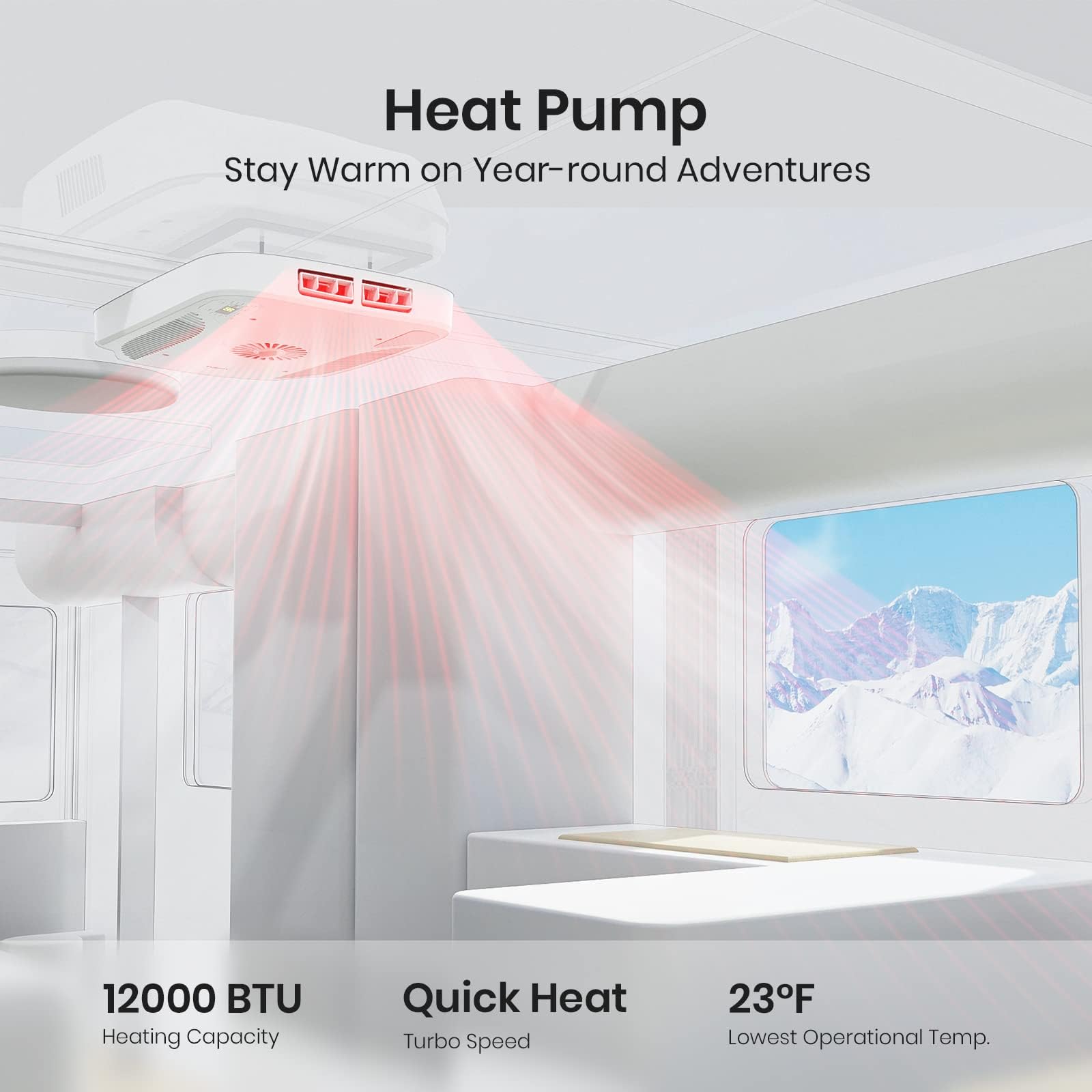TOSOT GO Cool RV Air Conditioner 15000 BTU, Non-Ducted Camper Rooftop AC Unit with Heat Pump, High-Efficiency EER 8.5, WiFi and Remote Control, White