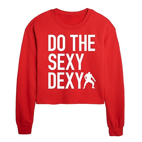 Instant Message - Do The Sexy Dexy - Juniors Cropped Crew Neck Sweatshirt - Size Small Red