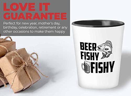 Fisher Shot Glass 1.5oz - Beer Fishy Fishy - Fisherman Funny Witty Fish River Fishing Lures Flounder Net Alcoholic Lover