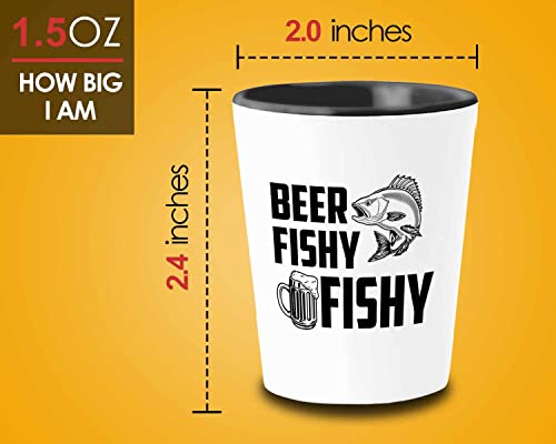 Fisher Shot Glass 1.5oz - Beer Fishy Fishy - Fisherman Funny Witty Fish River Fishing Lures Flounder Net Alcoholic Lover