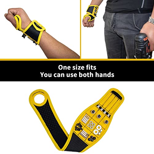 Magnetic Wristband for Holding Screws, 16 Strong Magnets Tools Belt Holder for Holding Screws, Drill Cool Gadgets Gifts for Men Dad Husband DIY Handyman (Orange)