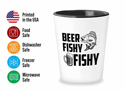 Fisher Shot Glass 1.5oz - Beer Fishy Fishy - Fisherman Funny Witty Fish River Fishing Lures Flounder Net Alcoholic Lover