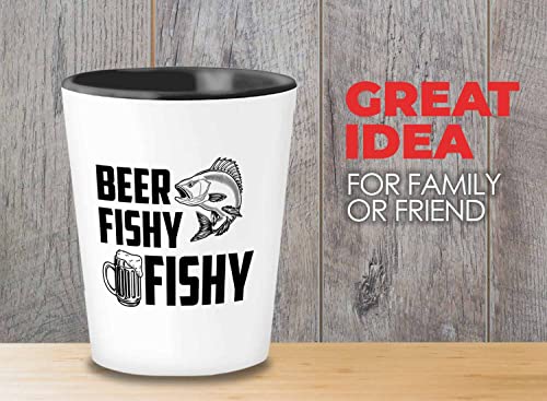 Fisher Shot Glass 1.5oz - Beer Fishy Fishy - Fisherman Funny Witty Fish River Fishing Lures Flounder Net Alcoholic Lover