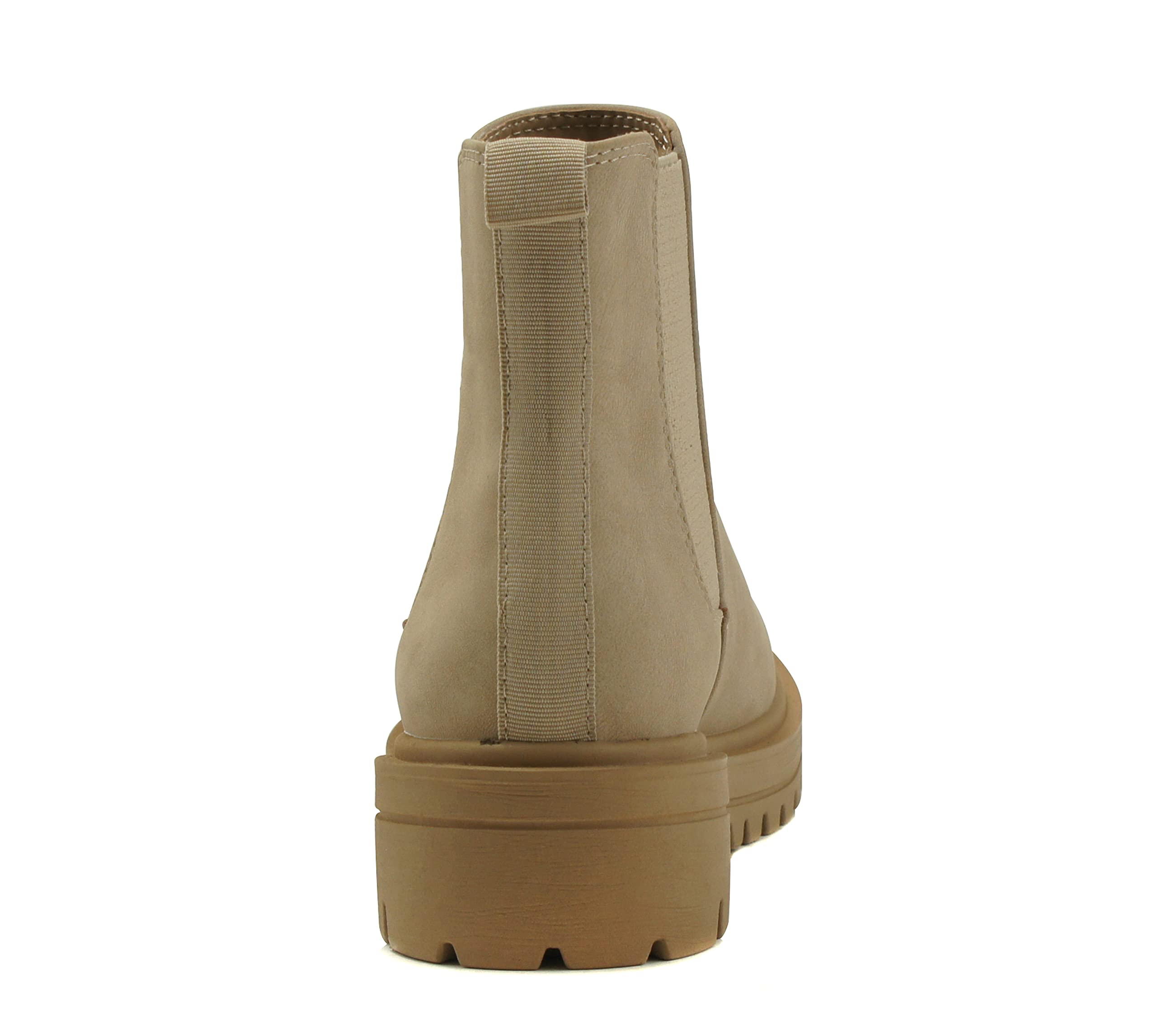 Soda Pilot ~ Women Lug Sole Low Heel Chelsea Fashion Ankle Bootie w/Double Elastic Gore (BEIGE, us_footwear_size_system, adult, women, numeric, medium, numeric_8)