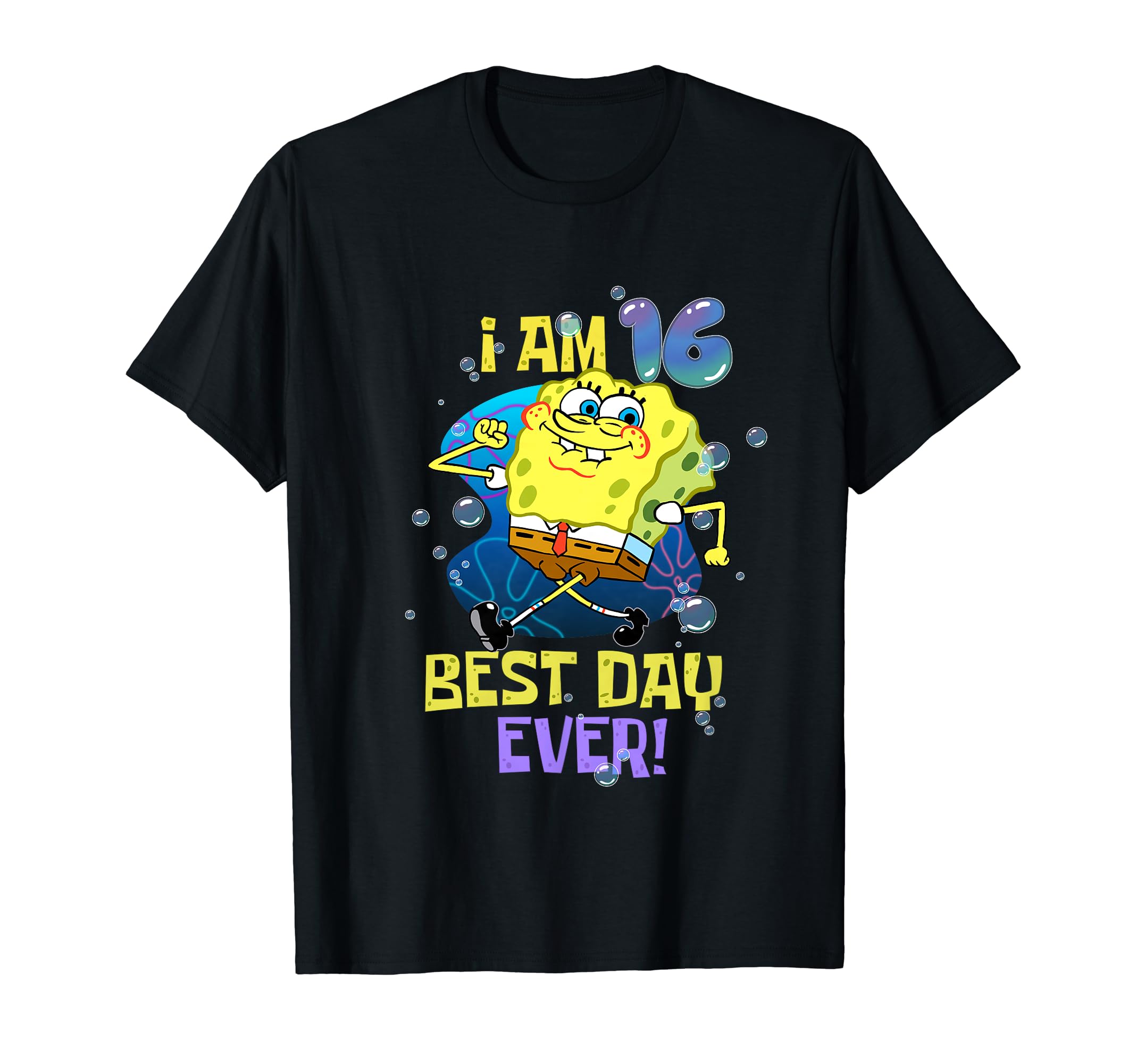 Mademark x SpongeBob SquarePants - Spongebob I Am 16 Best Day Ever 16th Birthday Kids Spongebob T-Shirt