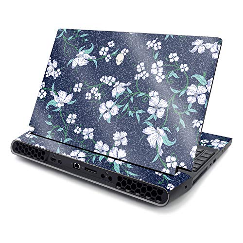 MightySkins Glossy Glitter Skin Compatible with Alienware Area-51M 17" (2019) - White Freesia | Protective, Durable High-Gloss Glitter Finish | Easy to Apply and Change Style | Made in The USA