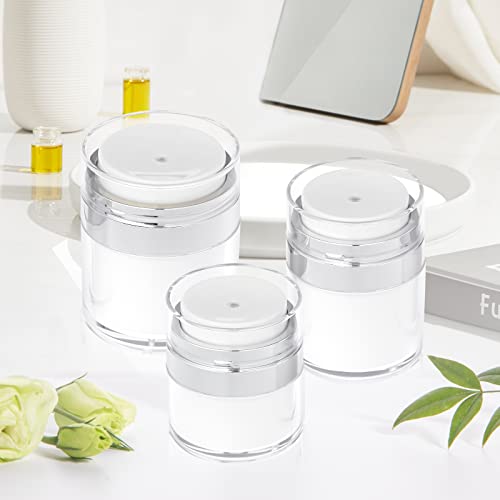 Airless Pump Jar, 2Pcs Cream Jar Vacuum Bottle Small, Airless Pump Bottles, Lotion Dispenser with Pump for Toiletries Cosmetic Container Travel Containers (1.0OZ)