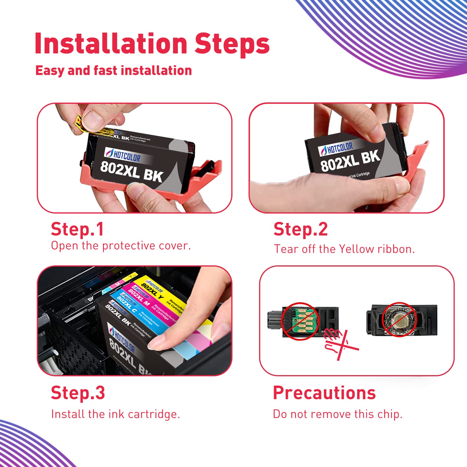 802XL T802XL Ink Cartridge Replacement for Epson 802 Ink cartridges Combo Pack for Epson Workforce Pro WF-4720 WF-4730 WF-4734 WF-4740 EC-4020 EC-4030 EC-4040 (Black/Cyan/Magenta/Yellow, 4PK)