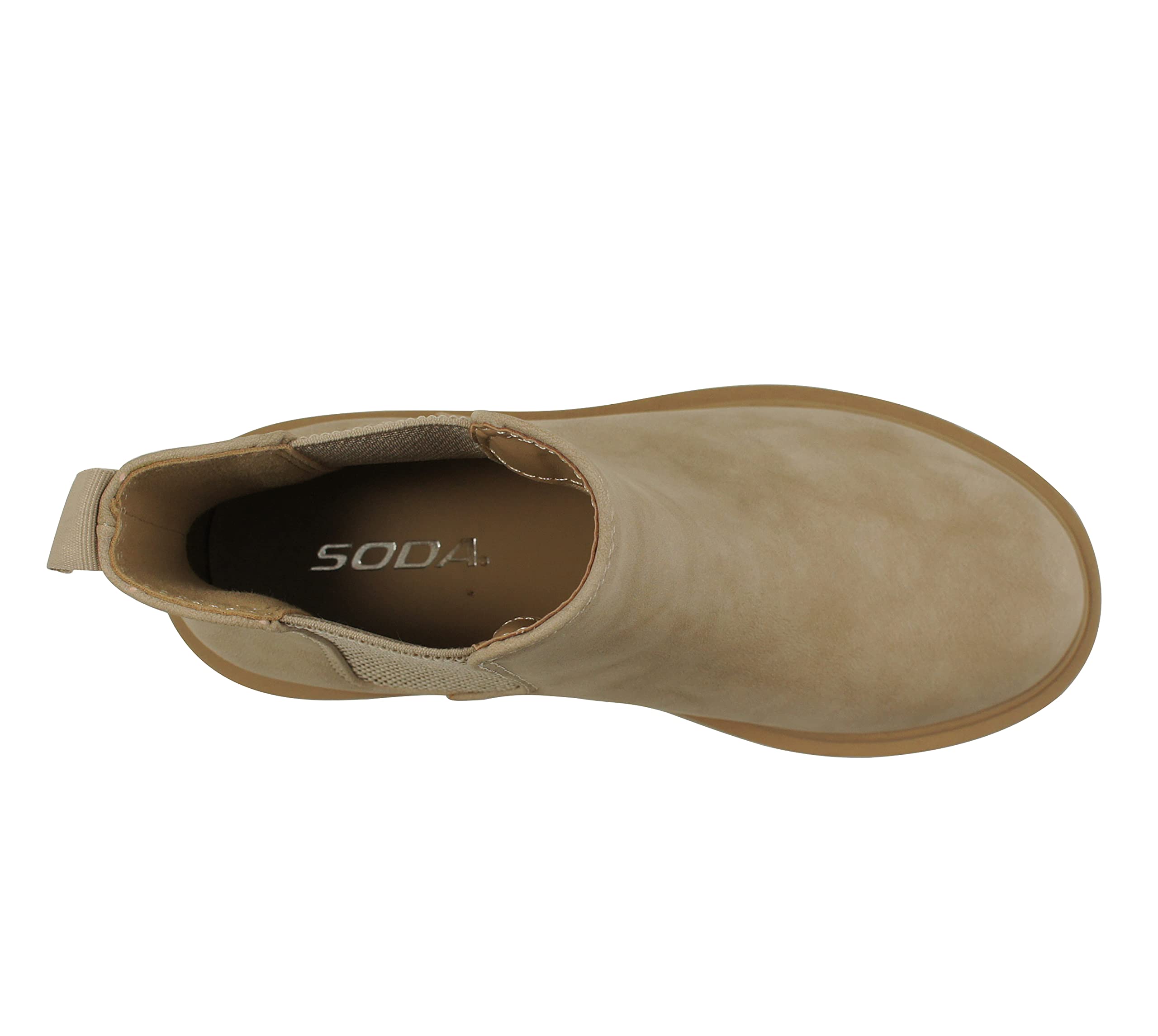 Soda Pilot ~ Women Lug Sole Low Heel Chelsea Fashion Ankle Bootie w/Double Elastic Gore (BEIGE, us_footwear_size_system, adult, women, numeric, medium, numeric_8)
