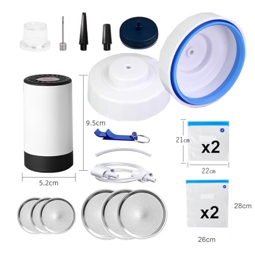 21 Pieces Vacuum Sealer for Jars, Handheld Vacuum Containers with Multiple Nozzles Electric Canner Kit for Wide Mouth Jar for Vacuum Sealer Food Storage