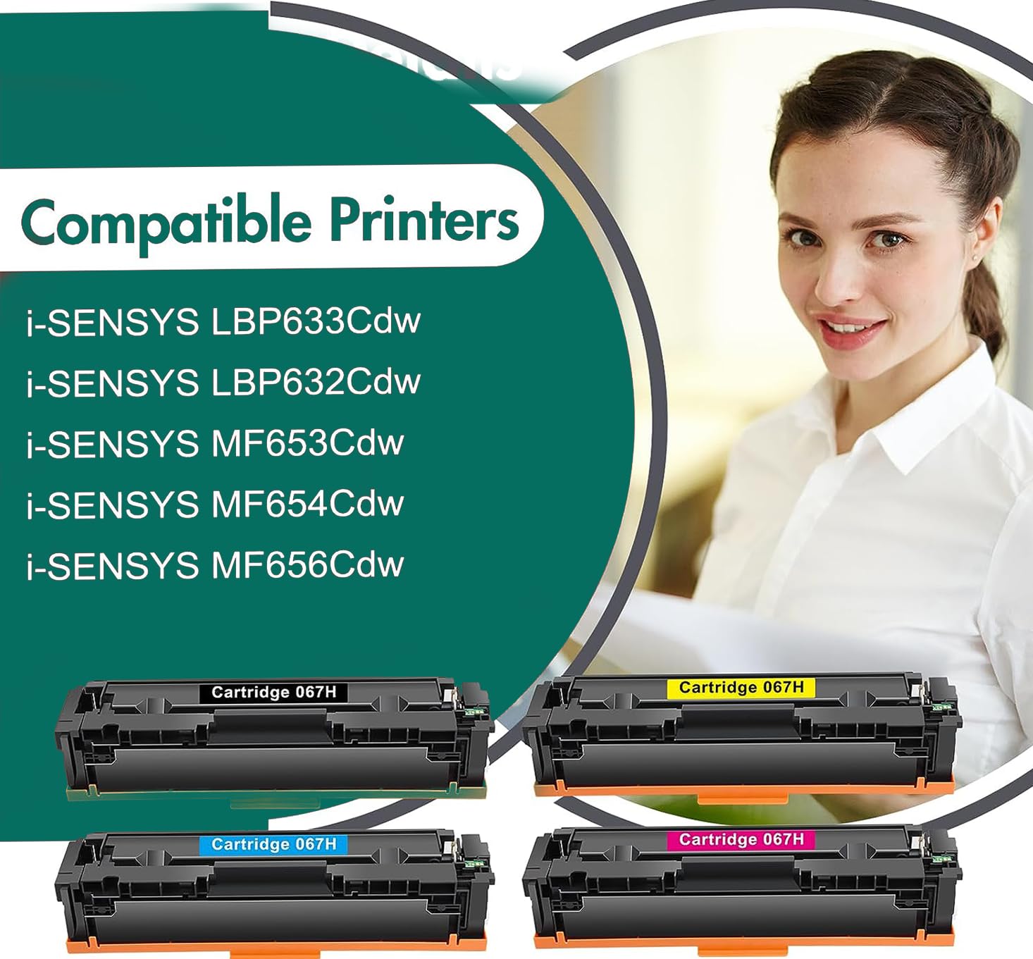 067H 067 MF656Cdw Toner Cartridge 4 Pack Set High Yield Compatible Replacement for Canon 067H for Canon imageCLASS LBP633Cdw LBP632Cdw MF653Cdw MF654Cdw MF656Cdw Series Printer CRG-067H CRG067H Ink