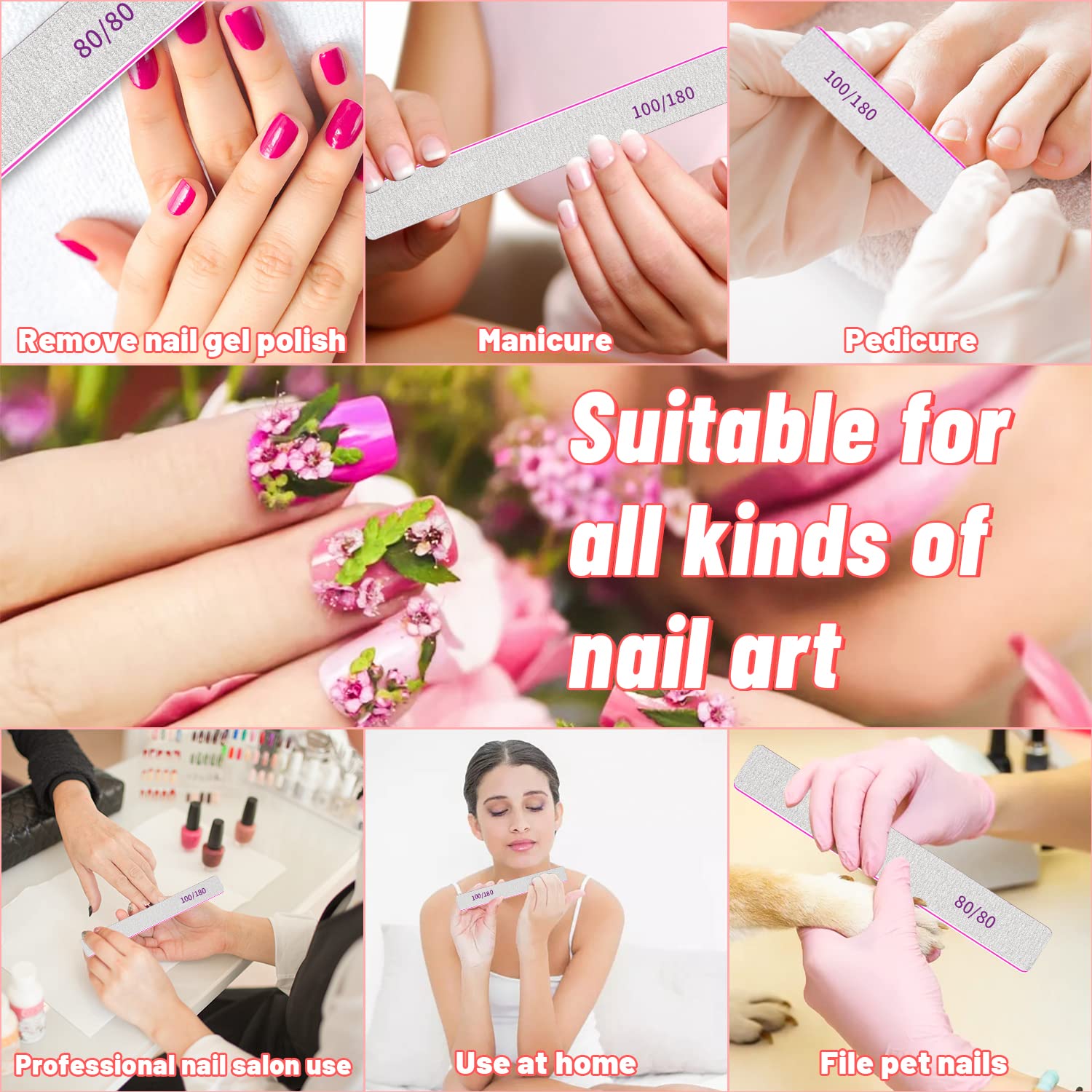 25pcs Nail Files 80 Grit, BLESWIN 80/80 Grit Nail Files, Jumbo Nail Files for Acrylic Nail, Double-Sided Emery Board Nail Filer for Manicure, Pedicure, and Acrylic Nails