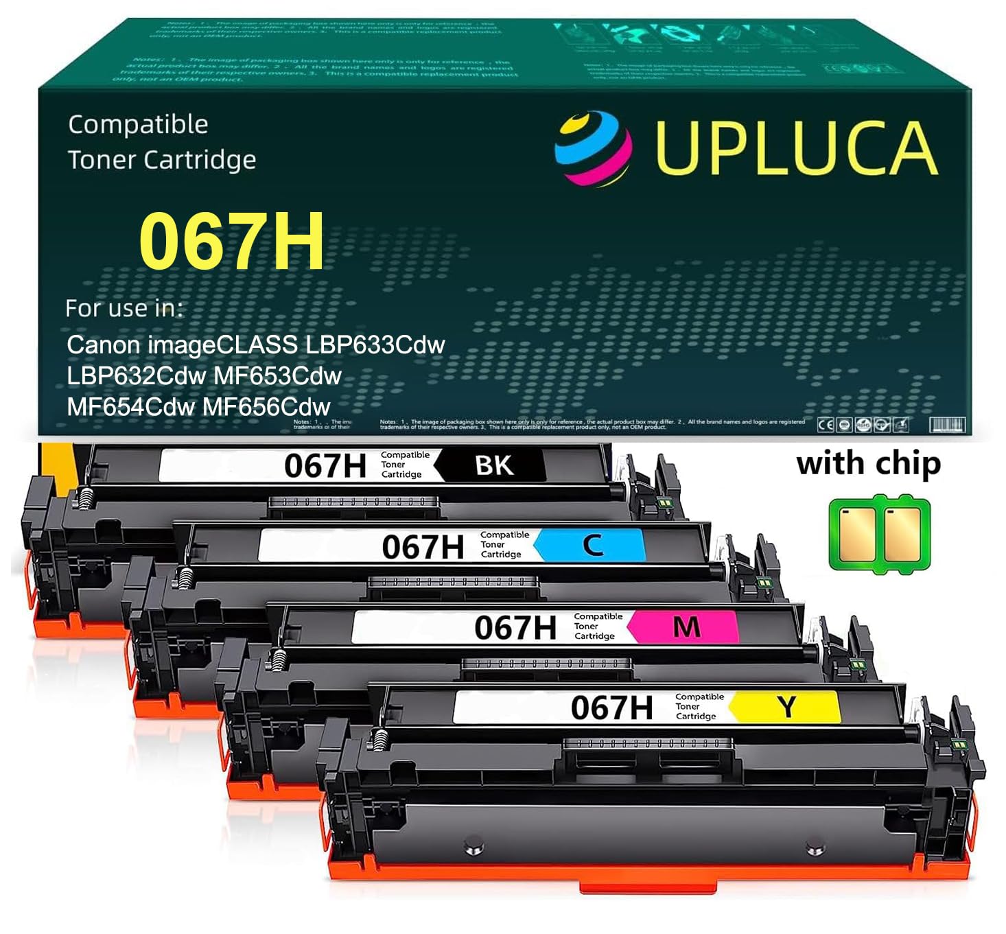 067H 067 MF656Cdw Toner Cartridge 4 Pack Set High Yield Compatible Replacement for Canon 067H for Canon imageCLASS LBP633Cdw LBP632Cdw MF653Cdw MF654Cdw MF656Cdw Series Printer CRG-067H CRG067H Ink