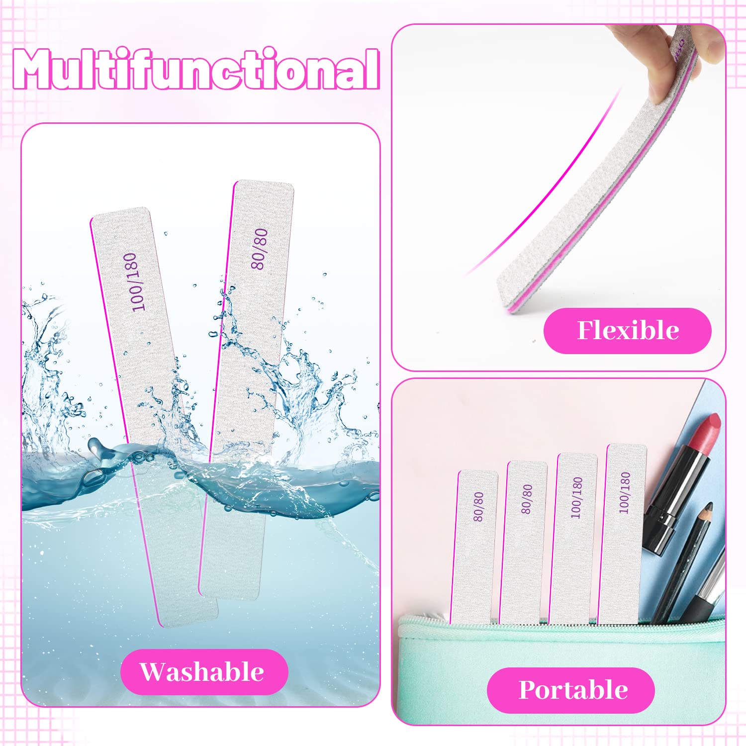 25pcs Nail Files 80 Grit, BLESWIN 80/80 Grit Nail Files, Jumbo Nail Files for Acrylic Nail, Double-Sided Emery Board Nail Filer for Manicure, Pedicure, and Acrylic Nails