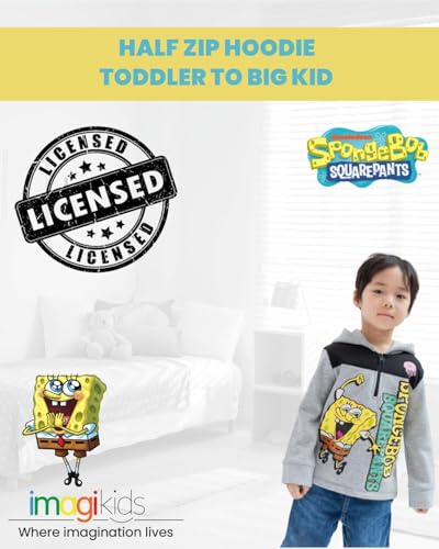 SpongeBob SquarePants Toddler Boys Fleece Half Zip Hoodie Gray 4T