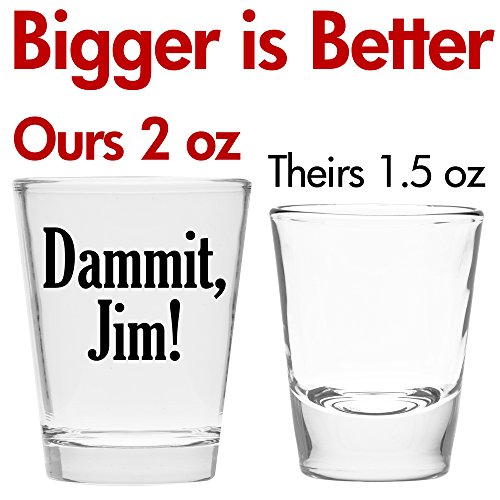 Funny Shot Glass - Damnit Jim - Makes a Funny Gift for Men and Women Hilarious Shot Glasses Funny Gift for Drinking Buddies - Cute Shot Glasses Gift