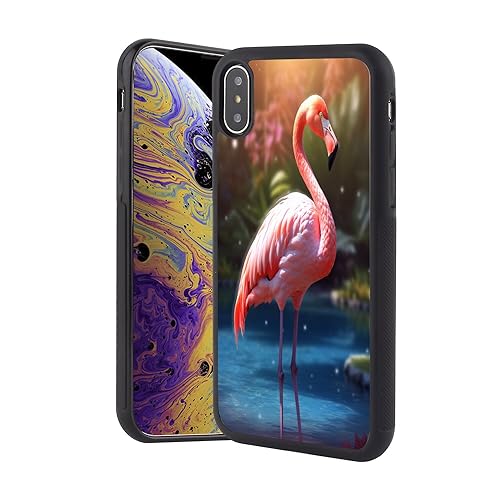 Elgzigok Black TPU Case Fits iPhone Xs Max with Flamingo-aa18 Pattern Design Black Soft TPU Slim Fit Anti Scratched Protection Cover Case for iPhone Xs Max
