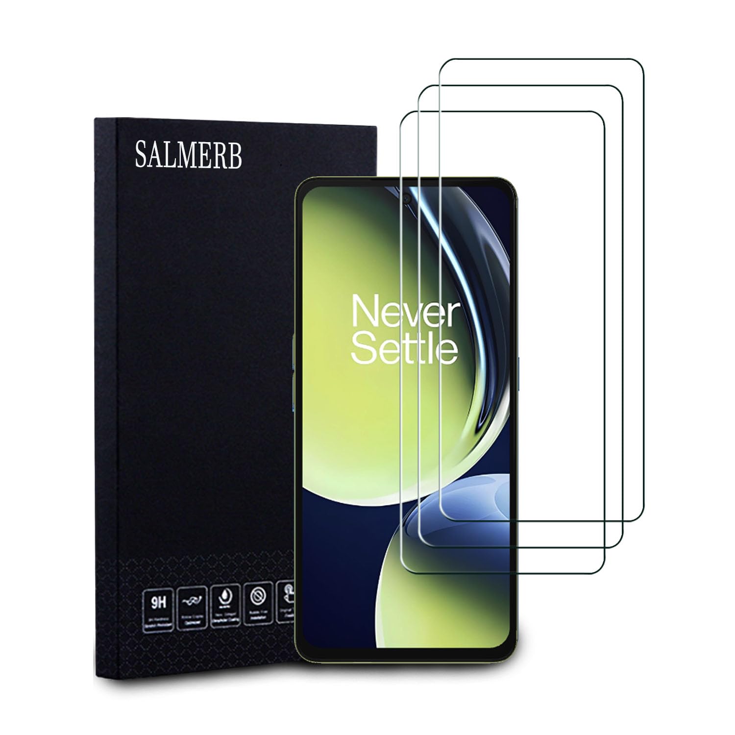 SALMERB OnePlus Nord CE 3 lite Screen Protectors (3 Pack), 9H Tempered Glass Film for OnePlus Nord N30 Anti-Scratch Anti-Fingerprint Glass Screen Protectors Zero Bubbles Ultra-clear 99.99%