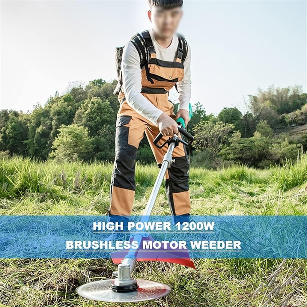 RUTAVM Handheld Battery Grass Cutter String Trimmer Electric Lawn Mower, Grass Trimmer Garden Grass Trimmer Cordless with Wheels with Armrest