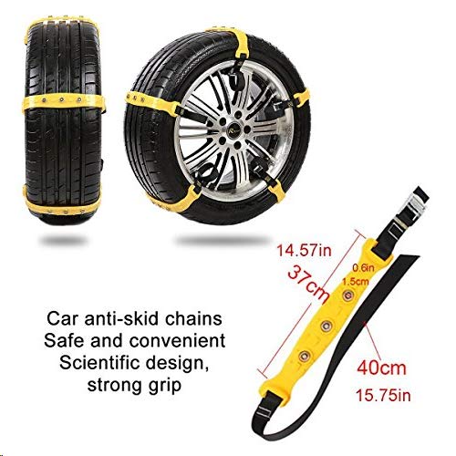 Snow Chains Anti Slip Snow Chains Emergency Anti-Skid Snow Mud Tire Chains for Cars/SUV/ATV/Trucks, Adjustable 10pcs Car Security Chains with Free Snow Shovel and Gloves