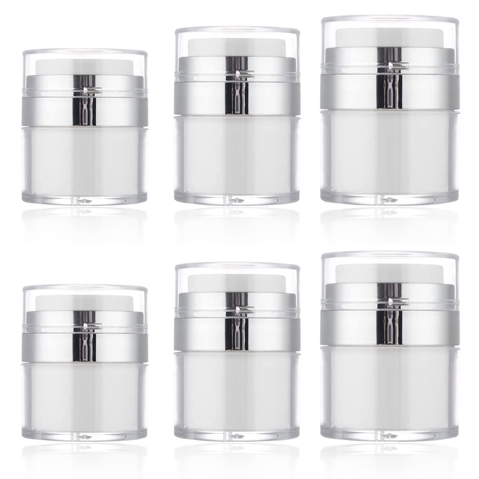 Airless Pump Jar, 6PCS Cream Jar Vacuum Bottle Refillable Travel Containers for Toiletries, Airless Pump Bottles for Lotions And Creams