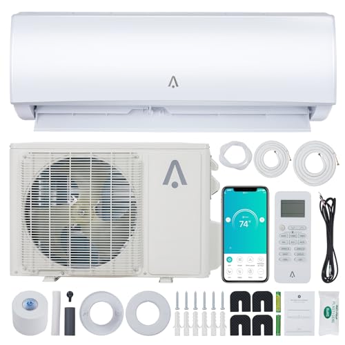 Acekool 19000 BTU Smart Mini Split AC/Heating System 19 SEER Split Inverter Air Conditioner, Cools Rooms up to 1250 Sq. Ft, with Pre-Charged Condenser, Heat Pump & Installation Kit, 208/230V