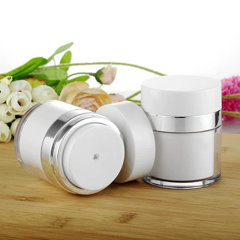 2Pcs Airless Pump Jar, Cream Jar Vacuum Bottle Portable Lotion Dispenser, Empty Refillable Travel Face Cream Lotion Container Pot for Makeup,Essence,Moisturizer,Eye Cream (Size : 30ml)