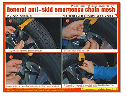 Snow Chains Anti Slip Snow Chains Emergency Anti-Skid Snow Mud Tire Chains for Cars/SUV/ATV/Trucks, Adjustable 10pcs Car Security Chains with Free Snow Shovel and Gloves