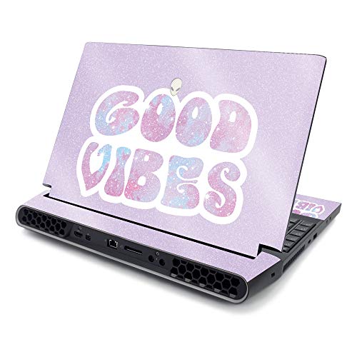 MightySkins Glossy Glitter Skin Compatible with Alienware Area-51M 17" (2019) - Good Vibes | Protective, Durable High-Gloss Glitter Finish | Easy to Apply, Remove, and Change Styles | Made in The USA