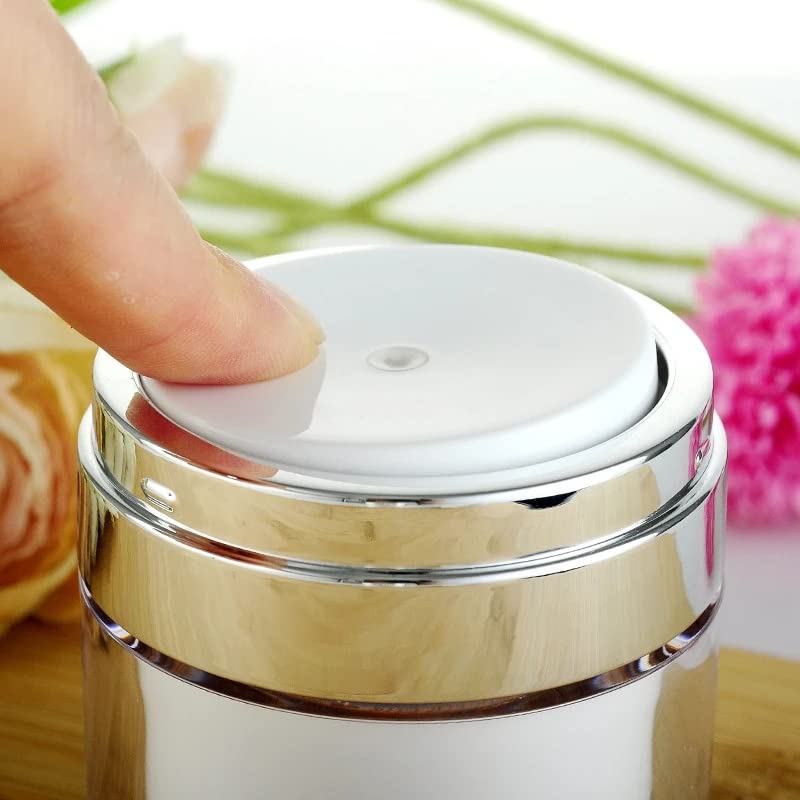 2Pcs Airless Pump Jar, Cream Jar Vacuum Bottle Portable Lotion Dispenser, Empty Refillable Travel Face Cream Lotion Container Pot for Makeup,Essence,Moisturizer,Eye Cream (Size : 30ml)