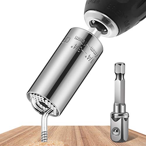 Gifts for Men Dad Boyfriend, Universal Socket, Universal Socket Tools, Mechanic Tools with Power Drill Adapter(7-19mm) Socket Grip, Gift Ideas for Dad, Husband, Boyfriend.