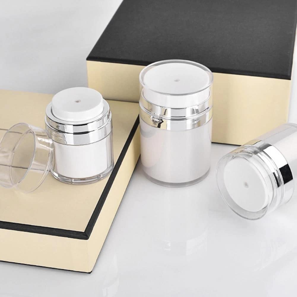 2Pcs Airless Pump Jar, Cream Jar Vacuum Bottle Portable Lotion Dispenser, Empty Refillable Travel Face Cream Lotion Container Pot for Makeup,Essence,Moisturizer,Eye Cream (Size : 30ml)