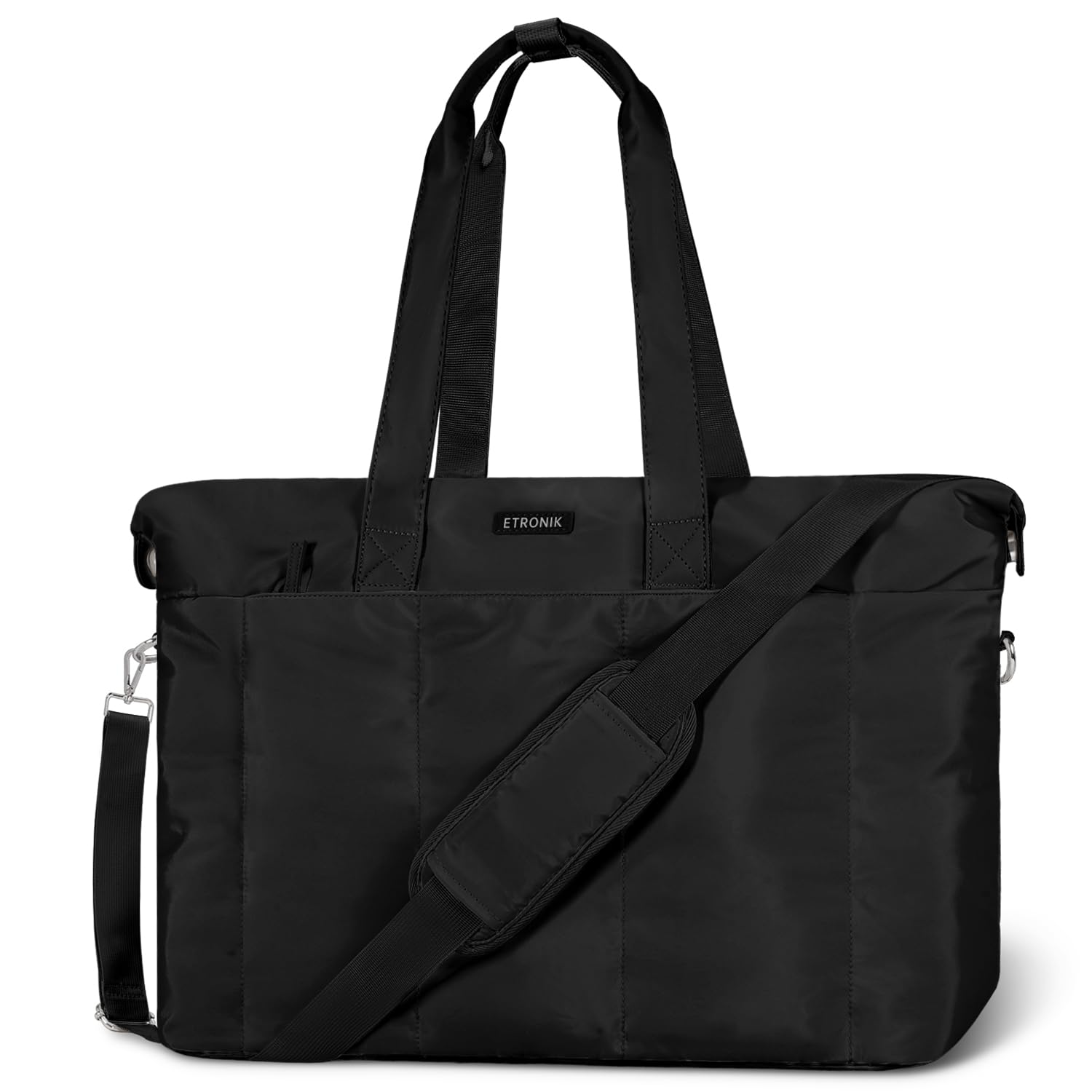 ETRONIK Laptop Tote Bag for Women, Tote Bag for Women with Laptop Compartment, Large Tote Bag Purse with Storage Bag, The Tote Bag Shoulder Bag for Work Gym Overnights Weekend Trips, Black