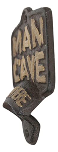 Ebros Gift Rustic Western Vintage Man Cave Open Here Cast Iron Rust Bronze Finish Metal Wall Soda Beer Bottle Cap Opener 5" High Home Office Cabin Lodge Country Ranch Home Party Accent (1)