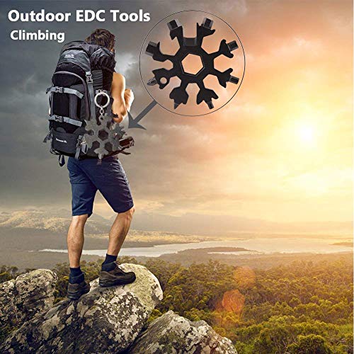 18-in-1 Snowflake Multi-Tool Stainless Steel Snowflake Keychain Tool,Snowflake Screwdriver Tactical Tool for Opener Key chain/Bottle Opener/Outdoor EDC Tools/Christmas Gift (ABC 6 Pack)