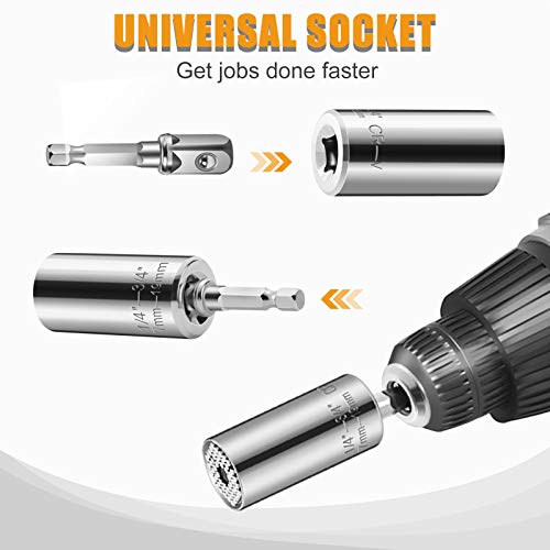 Gifts for Men Dad Boyfriend, Universal Socket, Universal Socket Tools, Mechanic Tools with Power Drill Adapter(7-19mm) Socket Grip, Gift Ideas for Dad, Husband, Boyfriend.